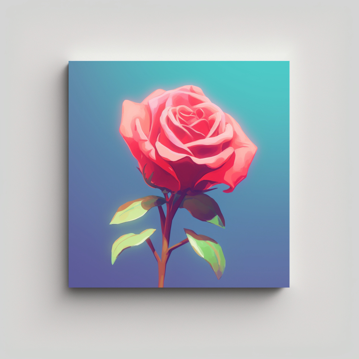 Cuadro Moderno De Rosa Kawaii Fauvist Anima En Tela Simétrica - Compra ...