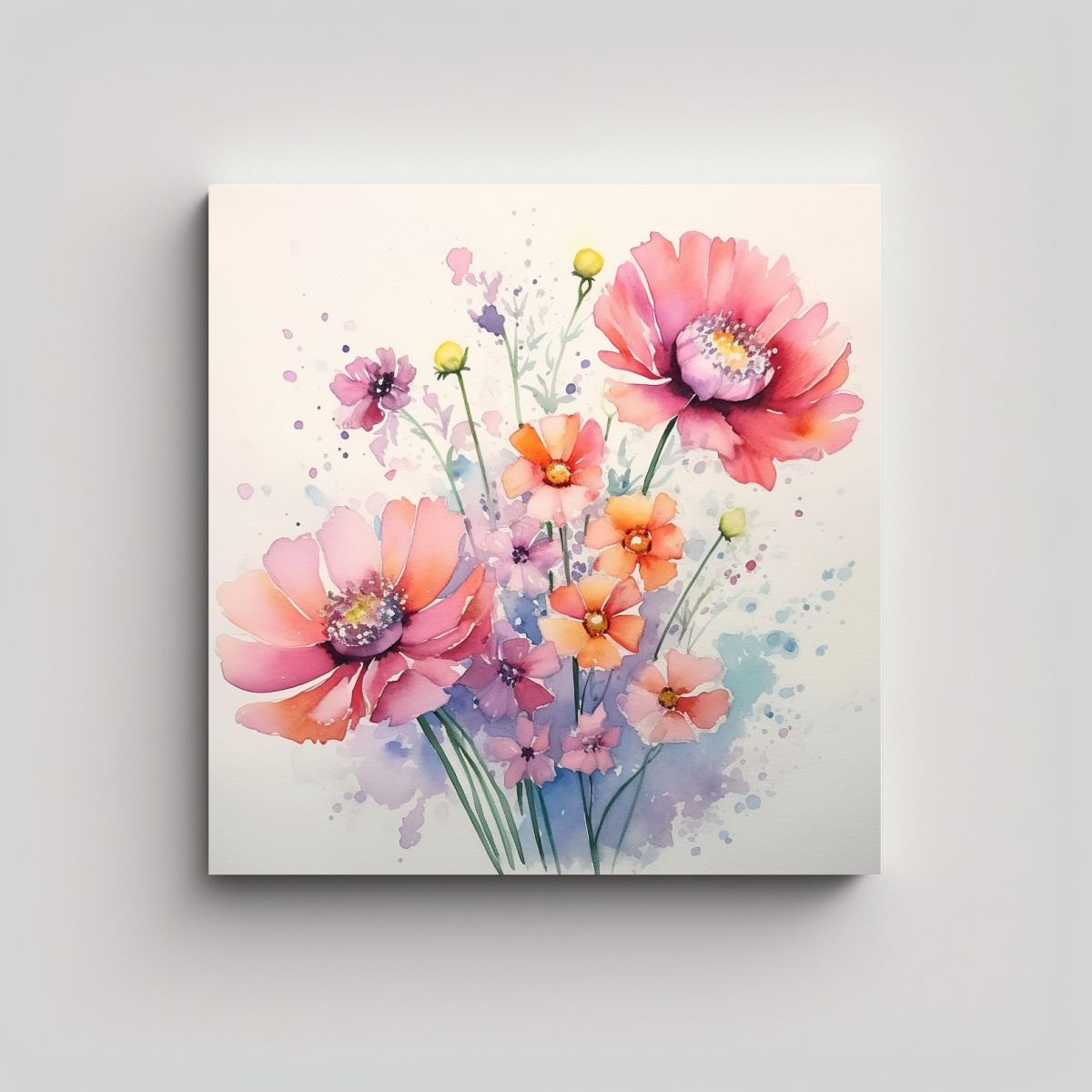 Cuadro Moderno De Vitalidad Con Flores Acuarela | DecoCuadros