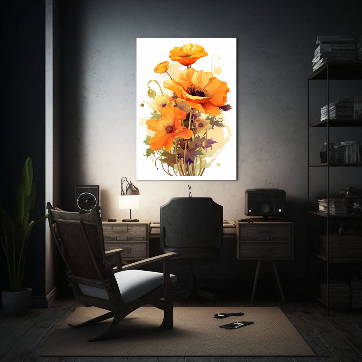 Cuadro Moderno Lienzo Colorido De Una Amapola Naranja - Decocuadros