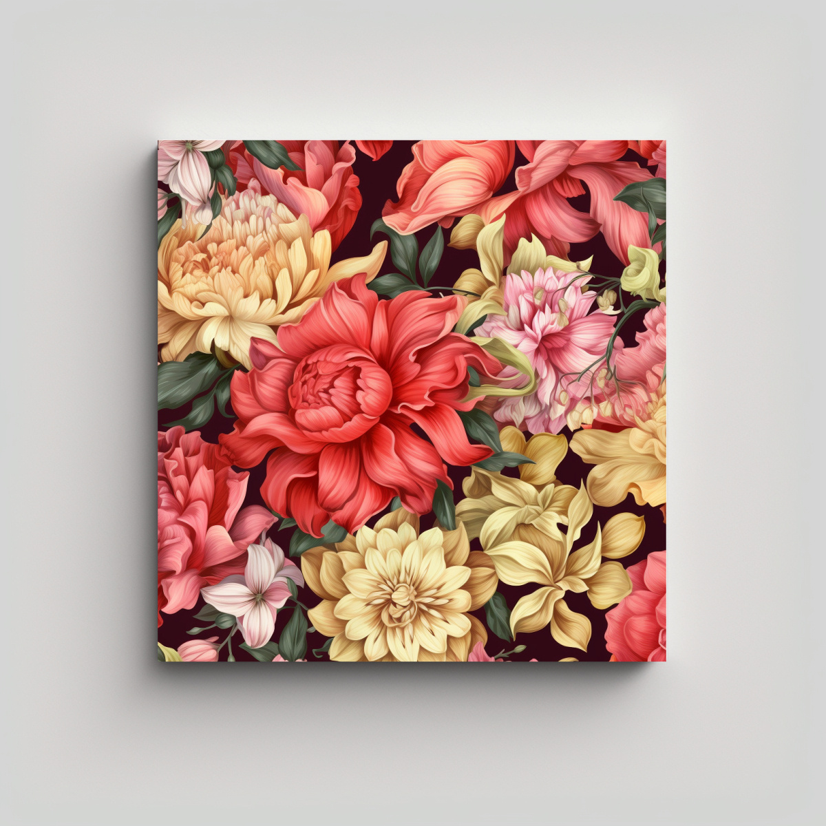 Cuadro Mural De Tela Sublimada Con Diseño Floral Continuo - DecoCuadros