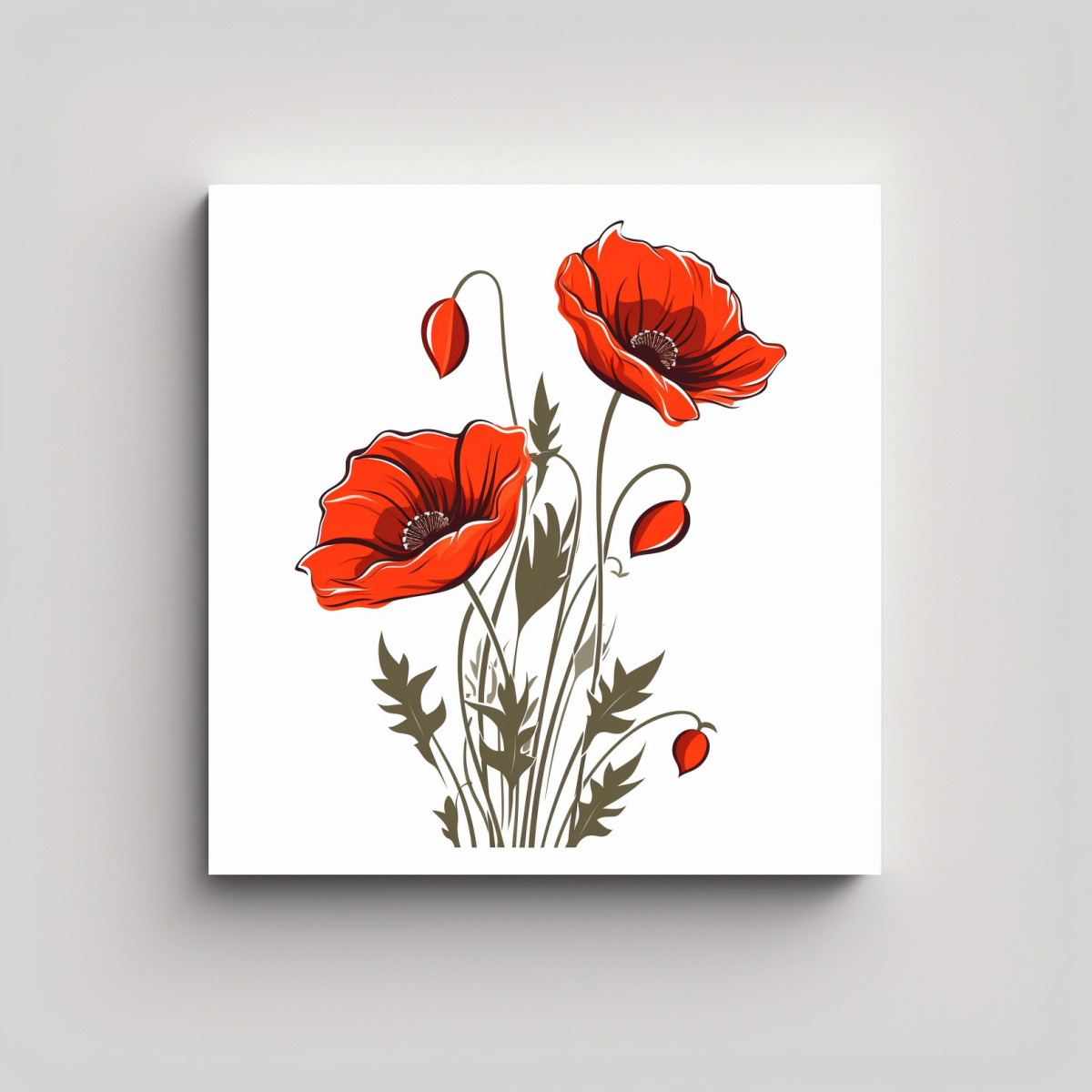 Cuadro Mural Moderno Arte Lienzo Tela Flor De Amapola Simple - Decocuadros