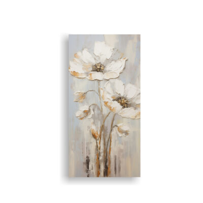 Cuadro Pintura Lienzo Estilo Decorativo Flores Blancas Mohnblumen Alta Calidad - Decocuadros