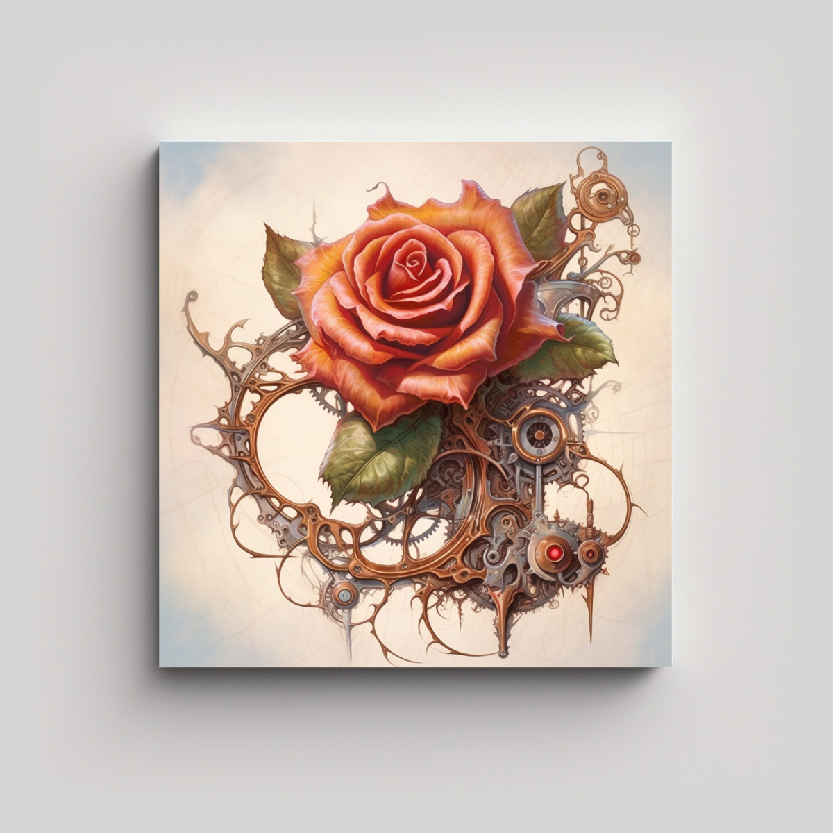 Cuadro Steampunk De Rosa: Arte Expresión Con Efecto Visual Único - Decocuadros