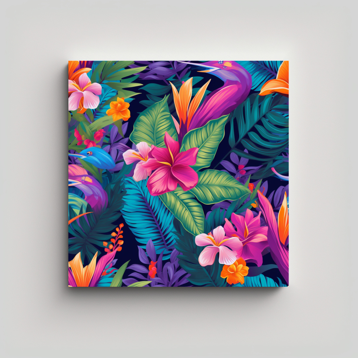Cuadro Tropical Colorido En Bastidor: Movimiento Mural Decorativo ...