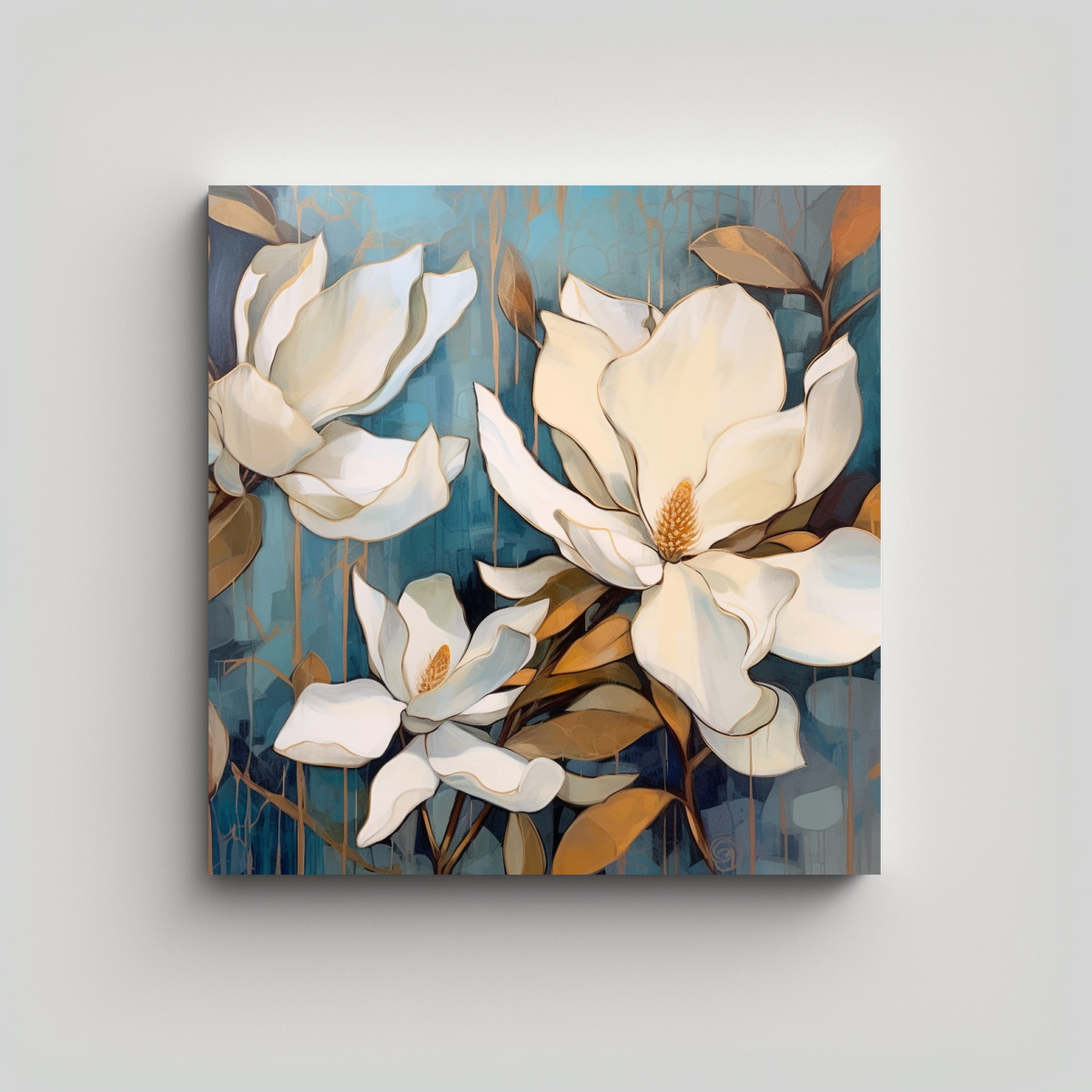 Cuadro Vanguardia Comedor Abstracto Magnolias Blancas Arte - DecoCuadros