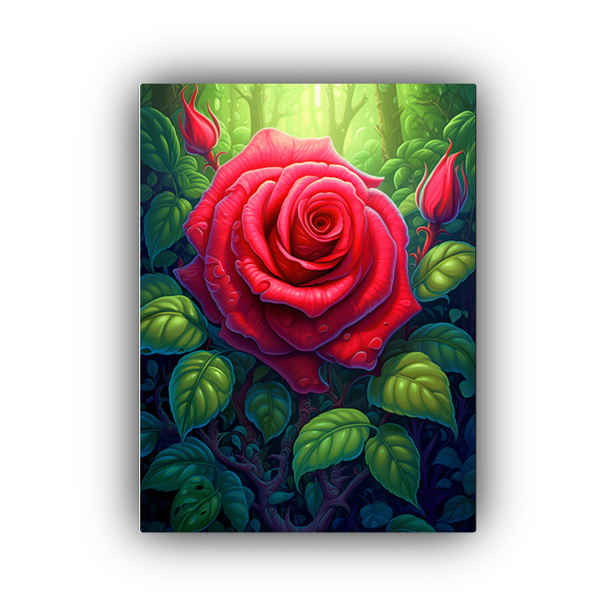 Cuadro Vertical De Rosa Majestuosa Rodeada De Enredaderas Y Pinturas ...