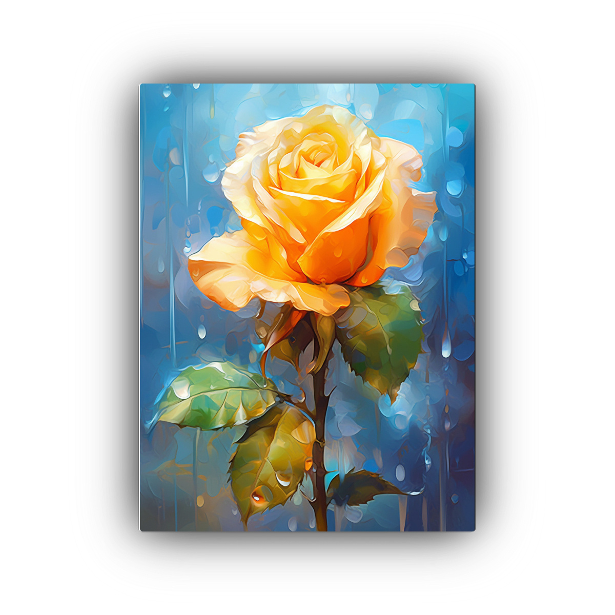 Cuadro Vertical Estilo Anatol De Una Rosa Amarilla - Espacio Decorativo - Decocuadros