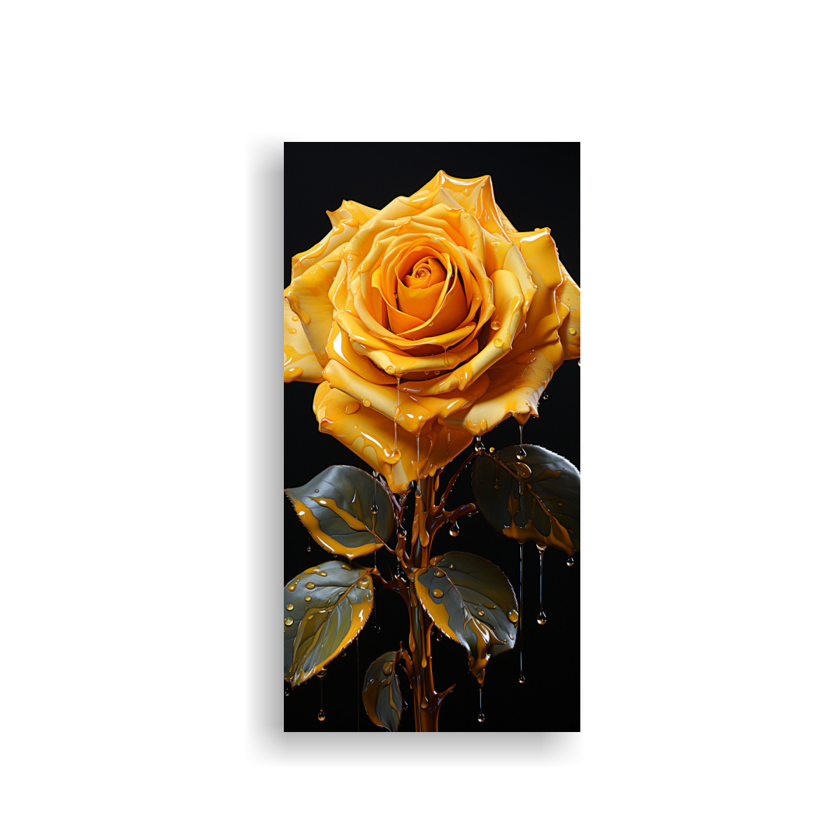 Cuadro Vintage Baño Pop Art Imagen De Una Rosa Amarilla Brillante - DecoCuadros