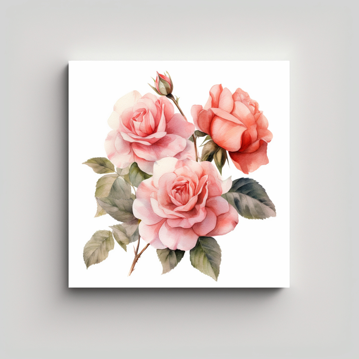 Cuadro Vintage De Rosas: Esquema Acuarela Y Clipart Aislado | DecoCuadros