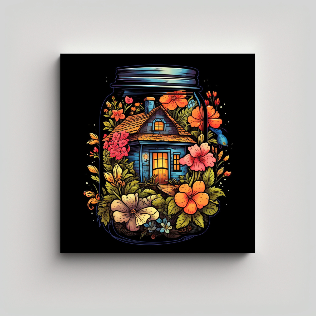 Cuadro Decorativo Vintage De Cabaña Acogedora En Jardín Para Adultos ...