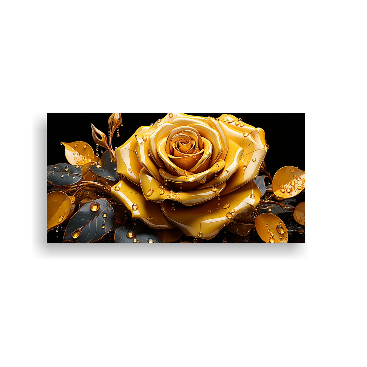 Cuadro Decorativo Vintage Rosa Amarilla Brillante - DecoCuadros