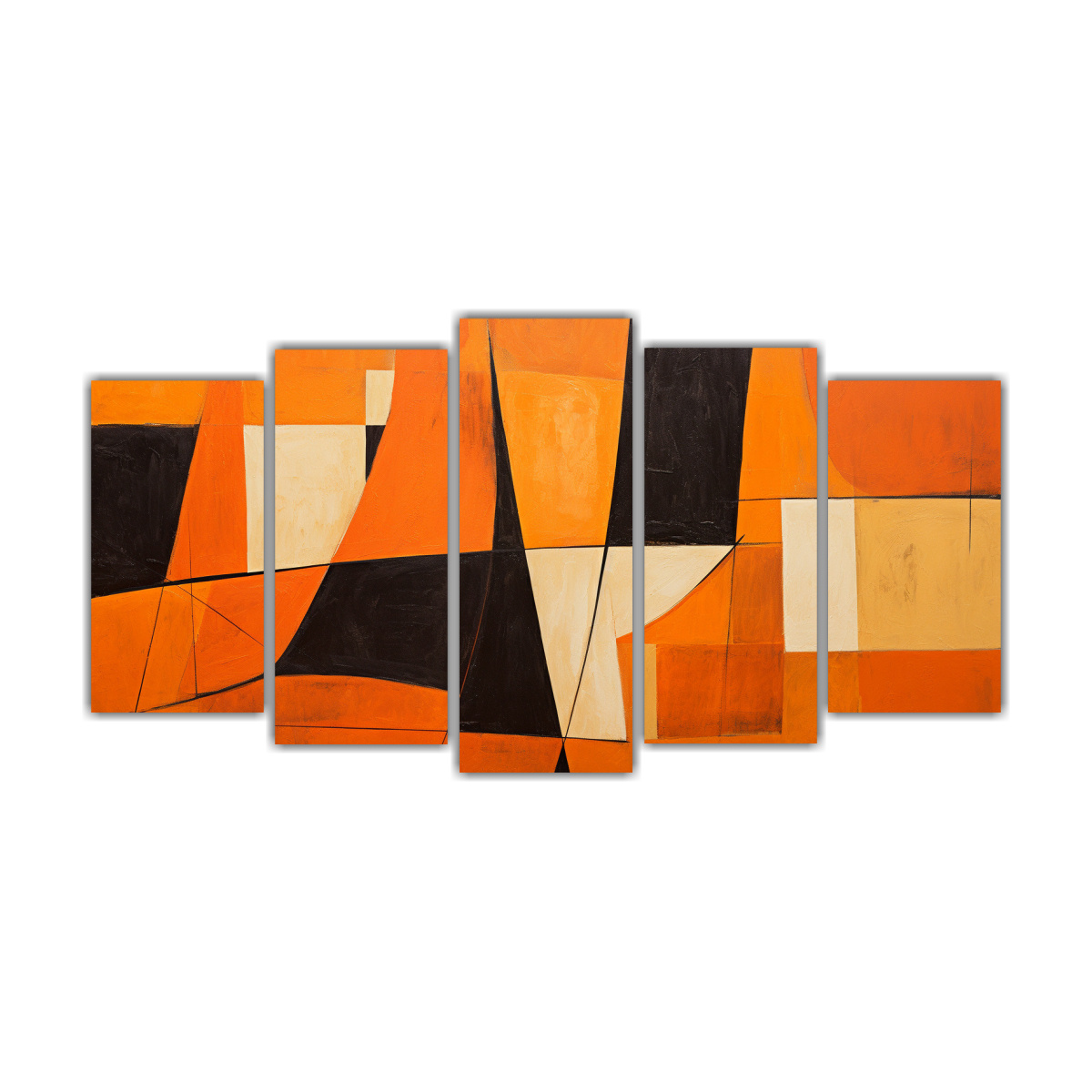Cuadros Abstractos Naranja De Intensidad, Set De 5 - DecoCuadros