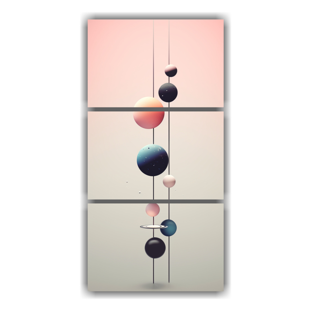 Set 3 Cuadros Minimalistas De Colores Estéticos De Cosmos Y Cuerpos Celestiales - Decocuadros