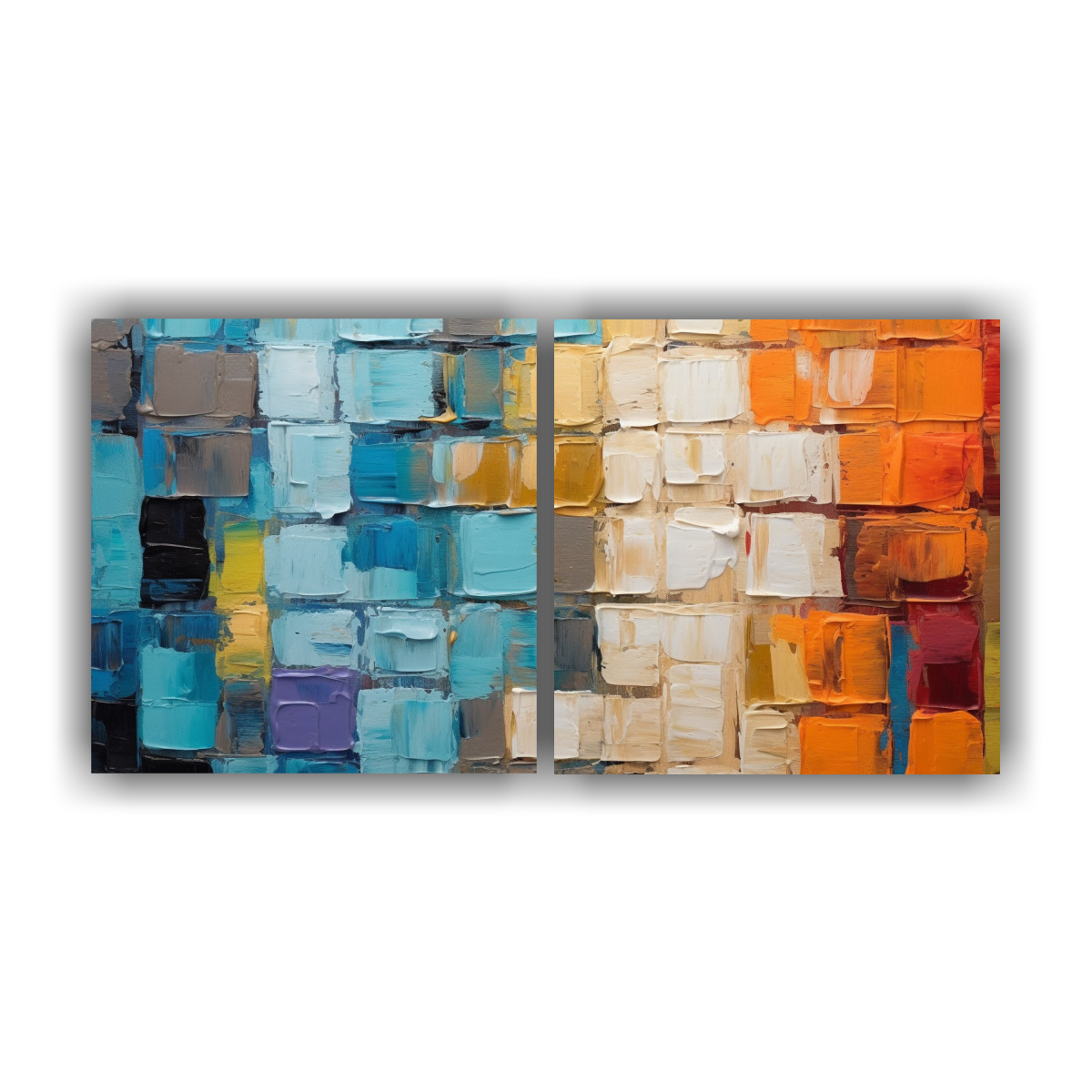 Díptico Multicolor Alegría: Paleta Vibrante Y Capas De Color En ...