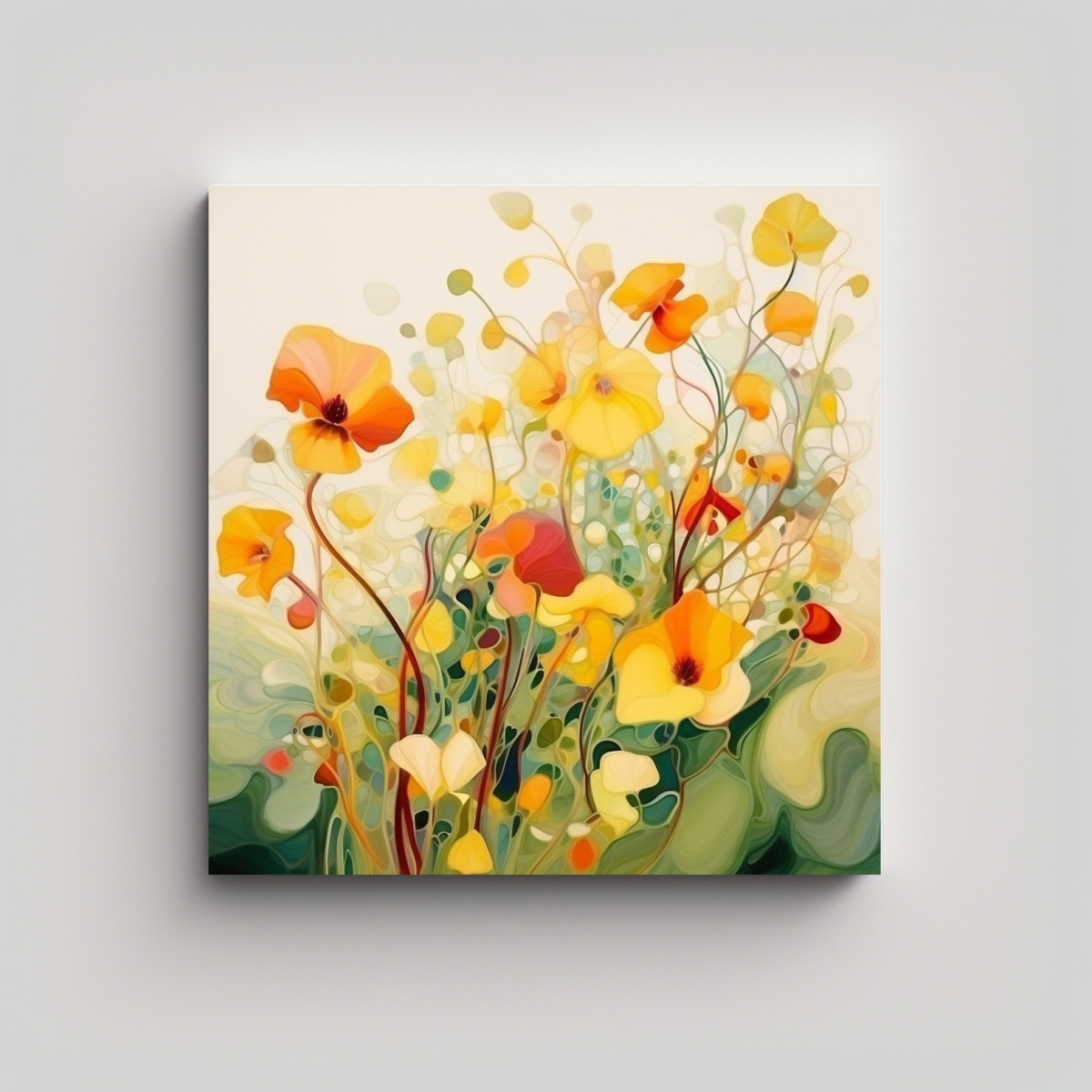 Cuadro Decorativo De Diseño Floral Colorido En Estilo Moderno - Decocuadros