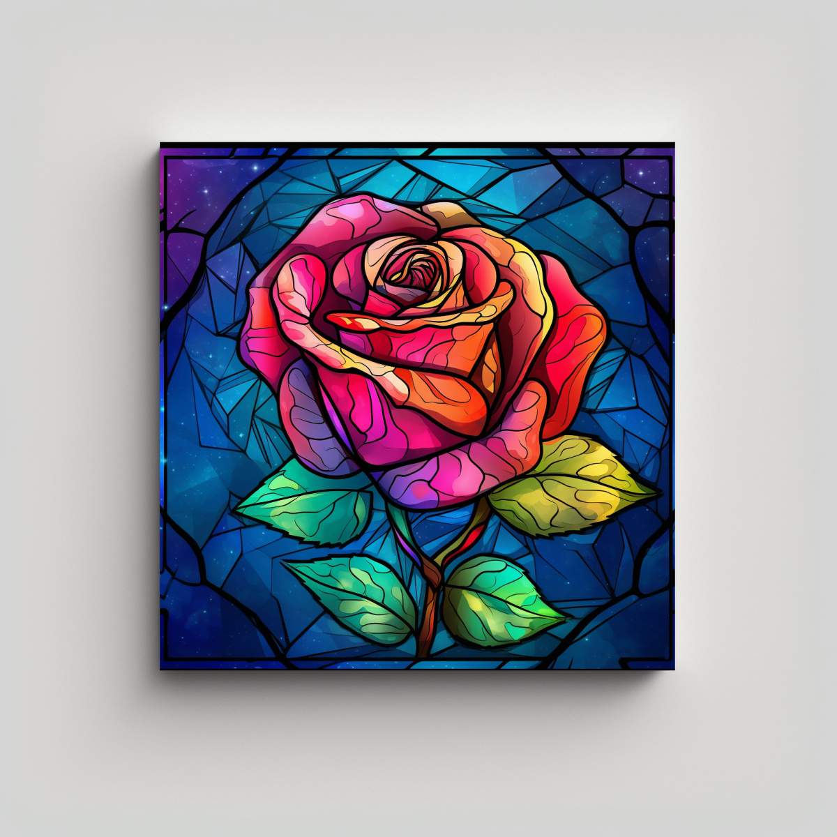 Diseño Mágico Surrealista De Rosa Vidriera En Lienzo Sublimado - Decocuadros