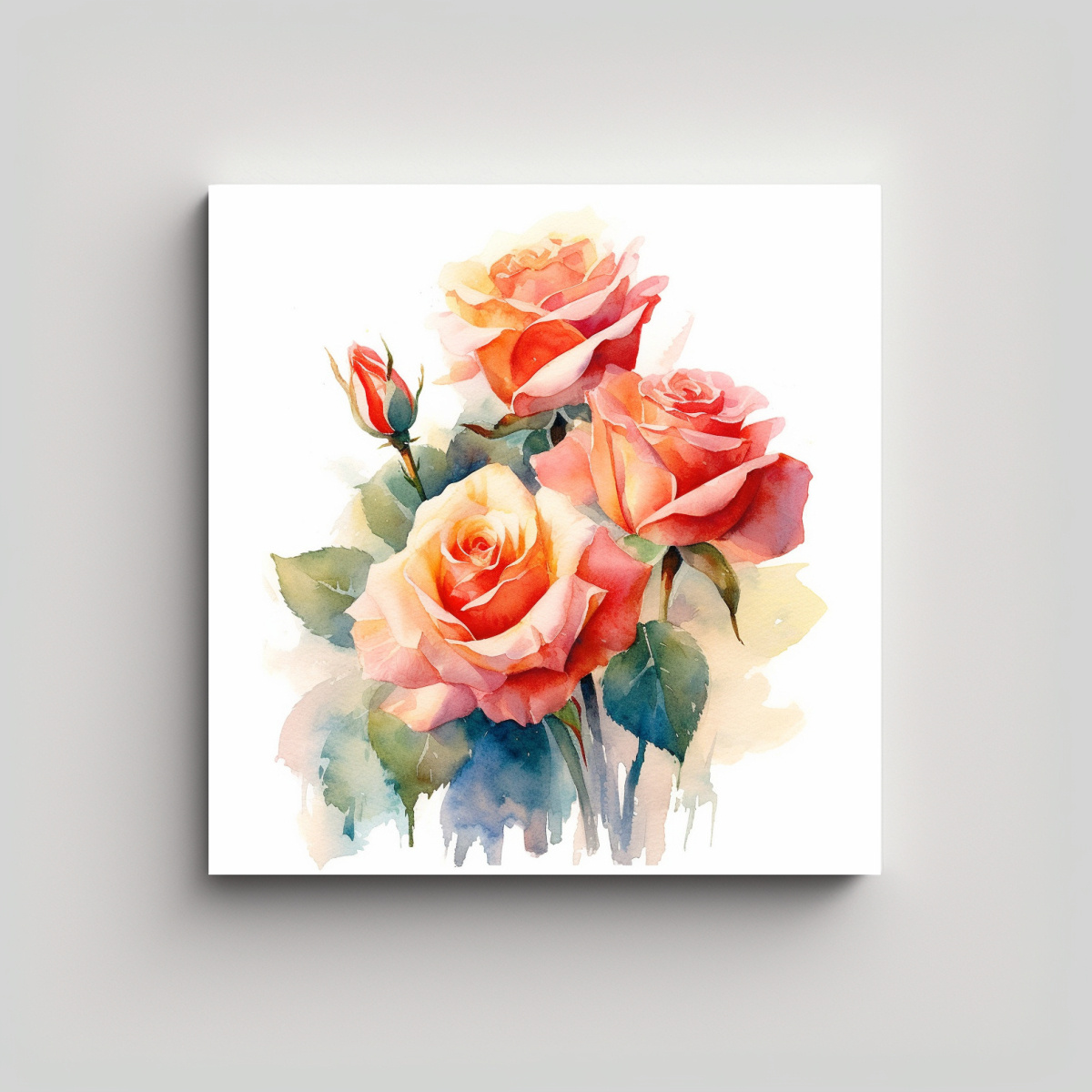 Cuadro Decorativo De Rosas En Estilo Acuarela - DecoCuadros