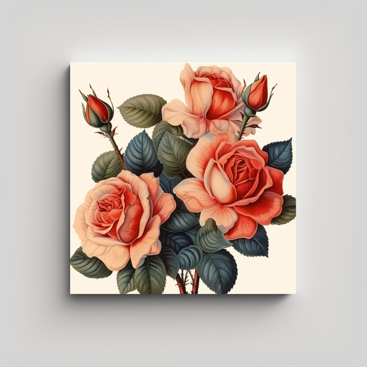 Cuadro Decorativo Con Escena De Arte Expresión Y Detalles De Rosas Vintage - Decocuadros