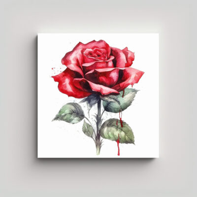 Cuadro De Rosa Roja Al Estilo Acuarela En Armonía De Colores - DecoCuadros
