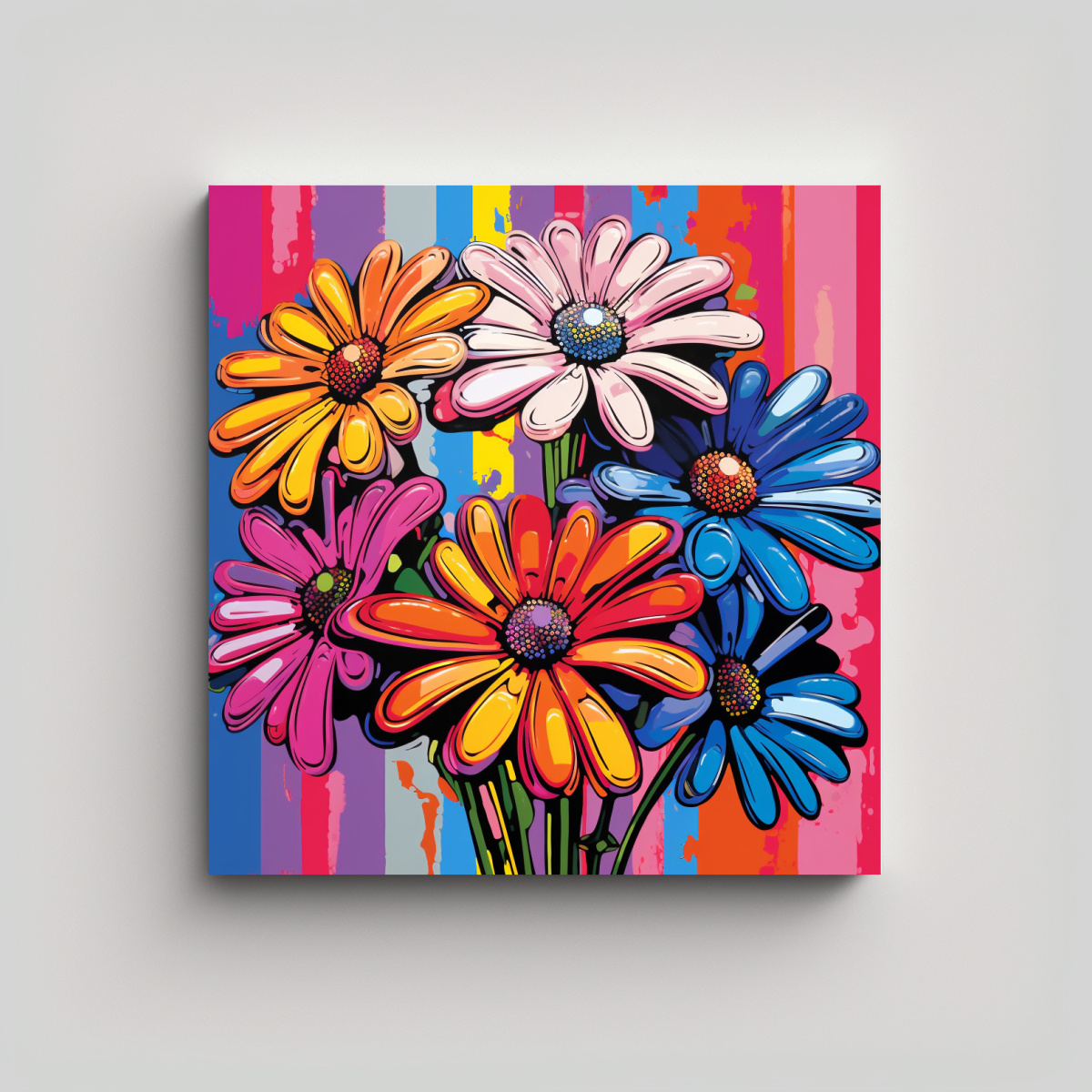 Fantasía Pop Art: Cuadro De Flores En Lienzo De Alta Calidad - Decocuadros