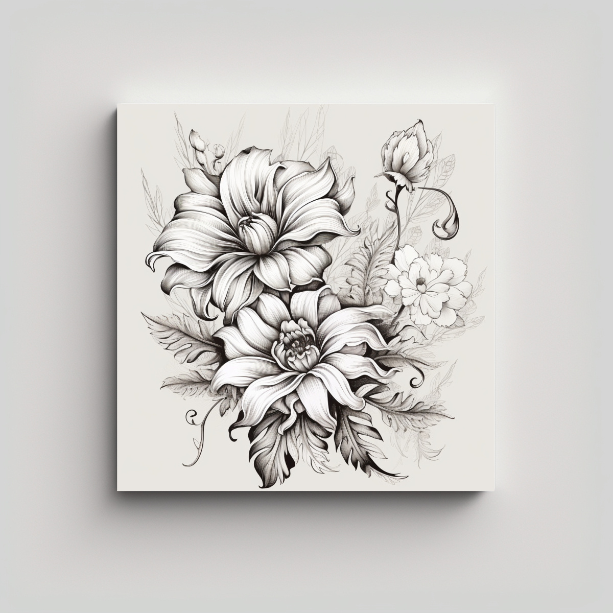 Cuadro Dibujo Dimensiones The Hand Drawing Of A Flower In The Style Of ...