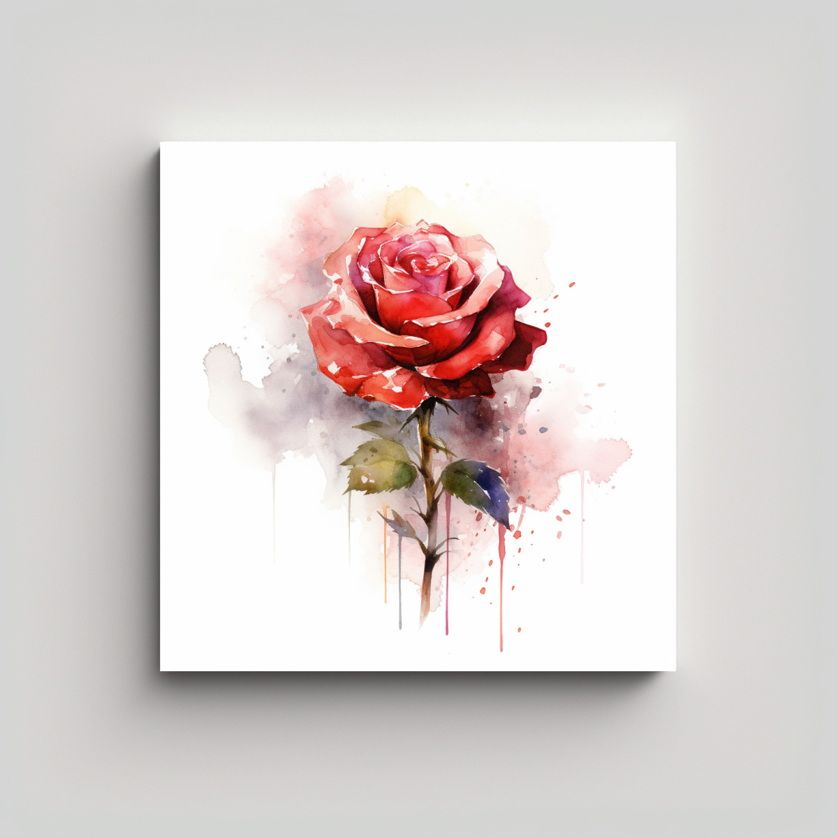 Cuadro De Rosa Roja Acuarela Para Comedor - DecoCuadros