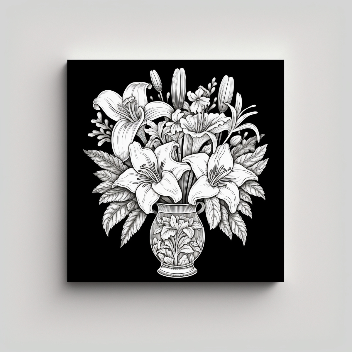 Cuadro Minimalista Moderno En Lienzo Monocromo 2D Para Colorear - Decocuadros