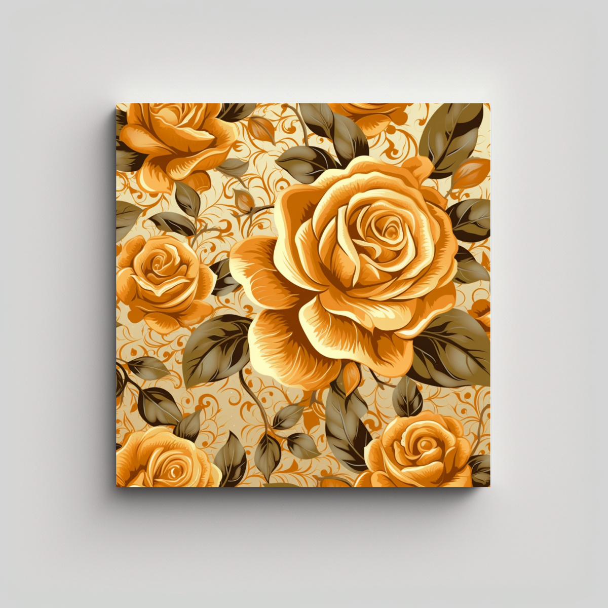 Cuadro Minimalista Con Rosas Doradas En Bastidor - DecoCuadros