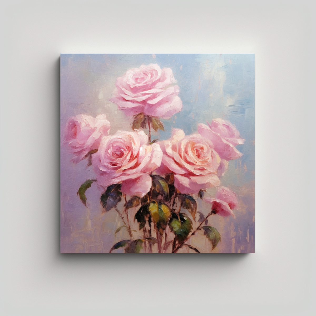 Cuadro Decorativo De Rosas En Estilo Estilo Óleo Pastel Rosa En Lienzo ...