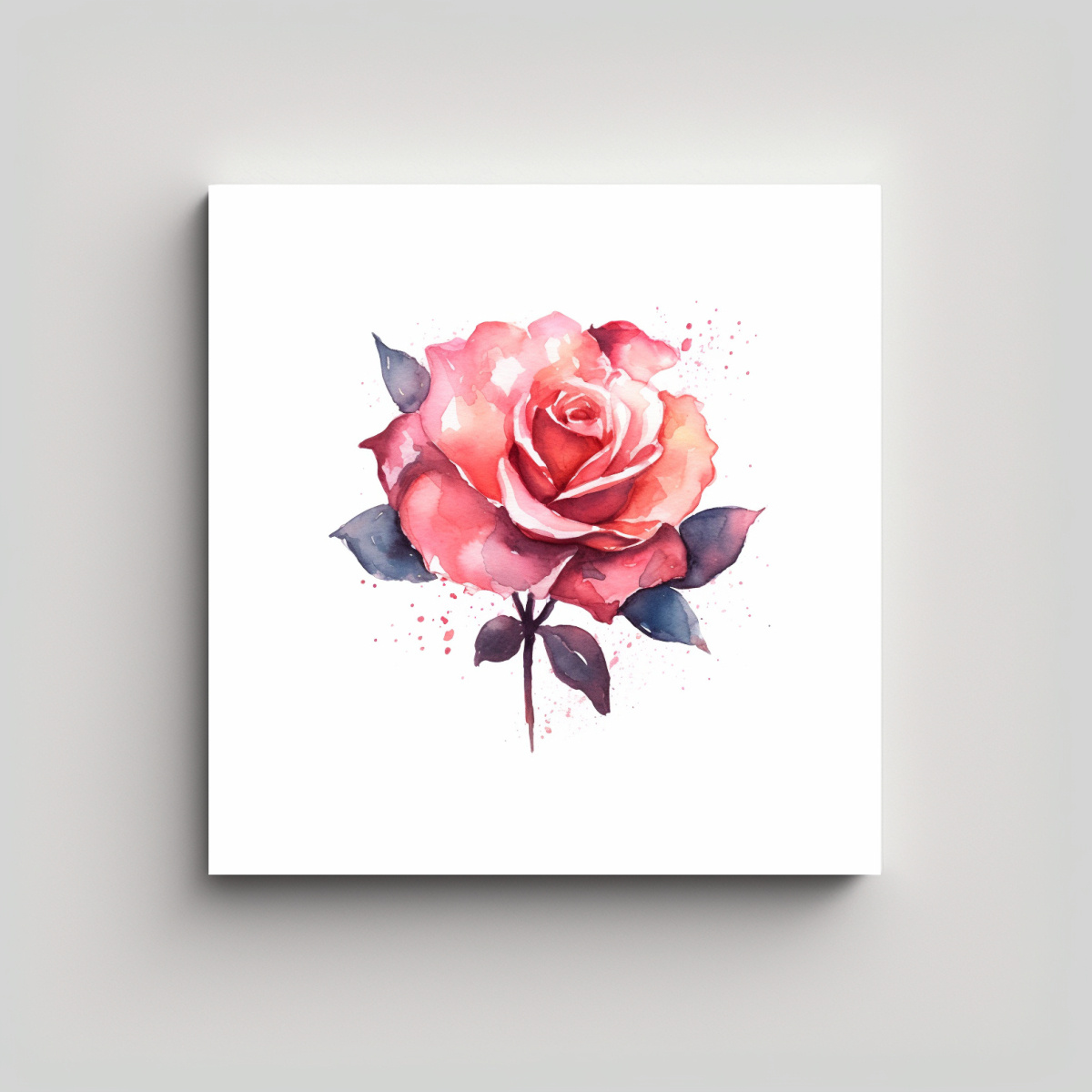 Cuadro Alegre De Rosa En Acuarela En Tela En Bastidor - DecoCuadros