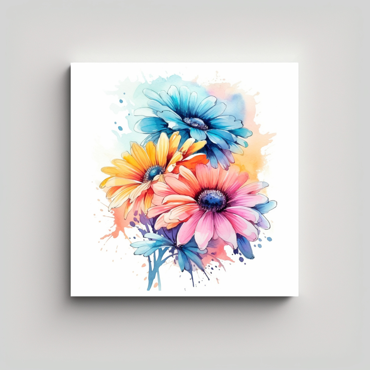 Cuadro De Flores Urbanas En Acuarela Sobre Tela En Bastidor - DecoCuadros