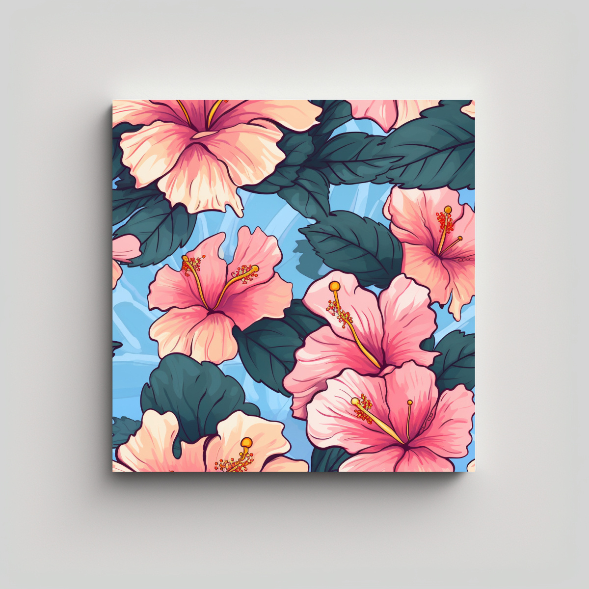 Cuadro De Hibiscus Cartoon En Arte Gráfico Canva Para Decoración ...