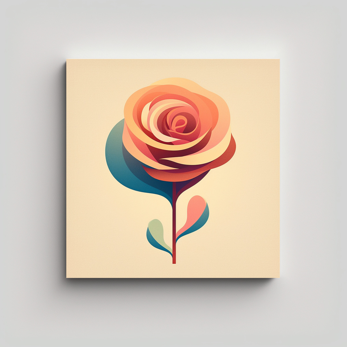 Cuadro De Rosa Abstracta Y Colorida En Tela Bastidor - DecoCuadros