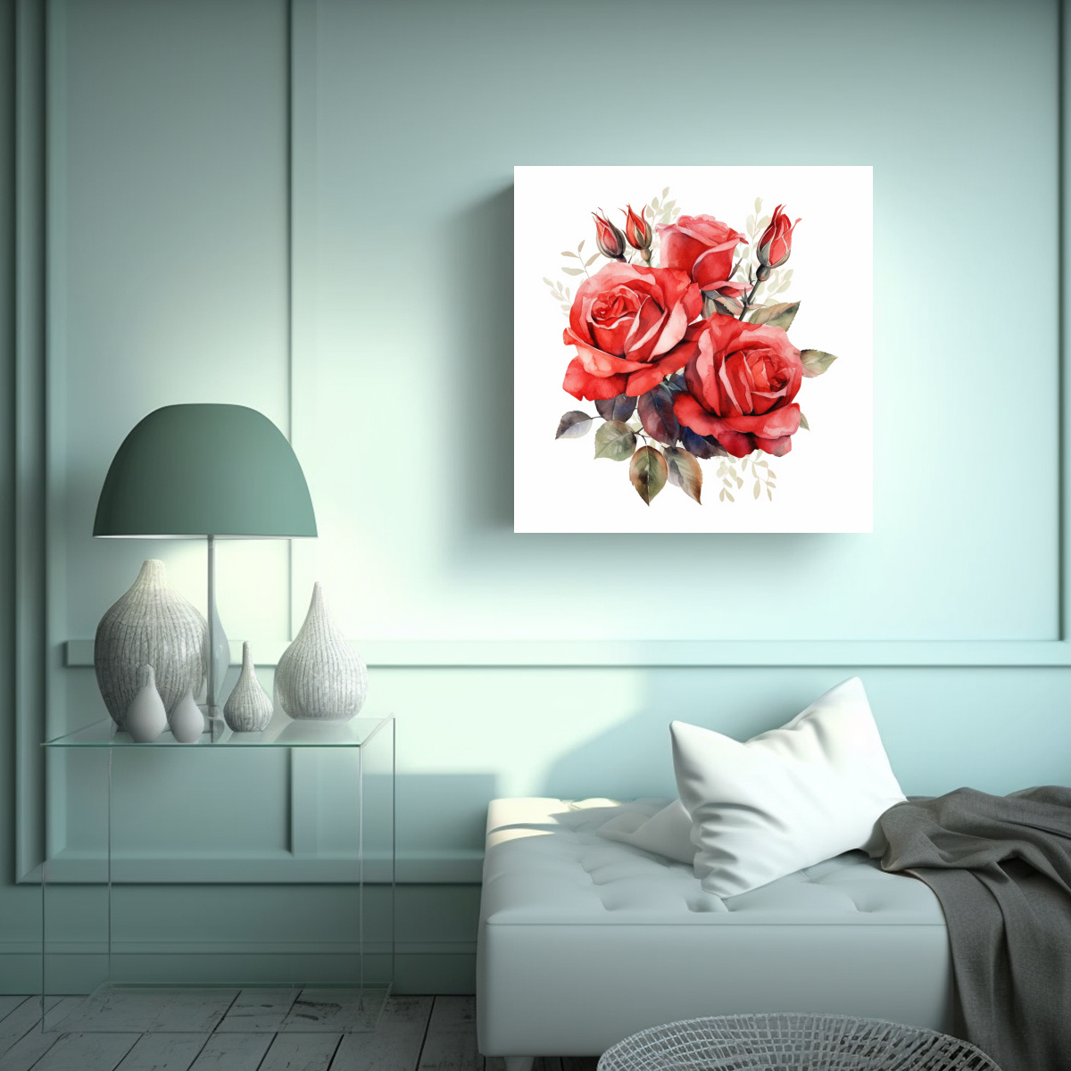 Cuadro Elegante De Rosas Rojas En Tela Bastidor Para Dormitorio - Decocuadros
