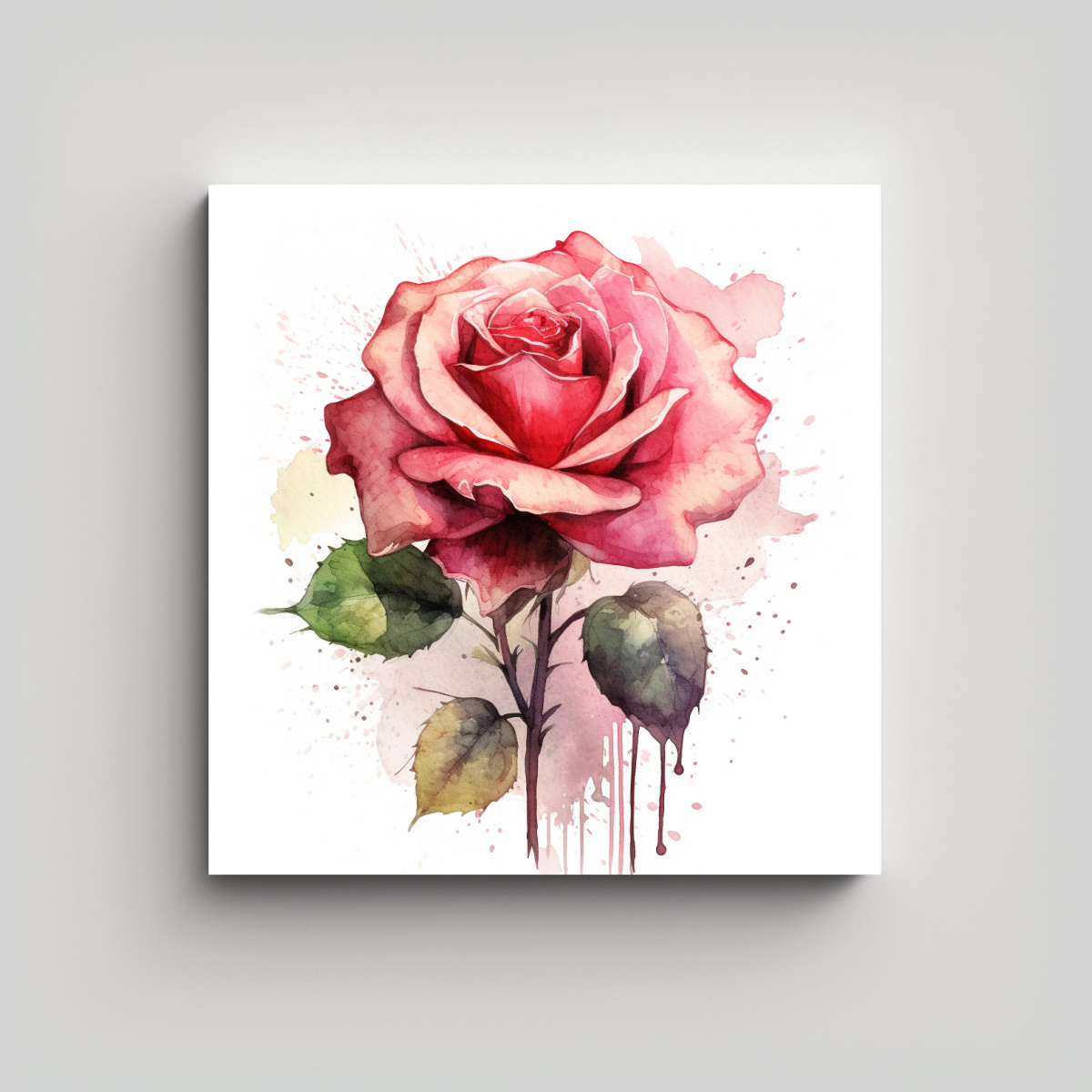 Cuadro En Acuarela De Rosa Para Decoración De Living - Compra Online ...