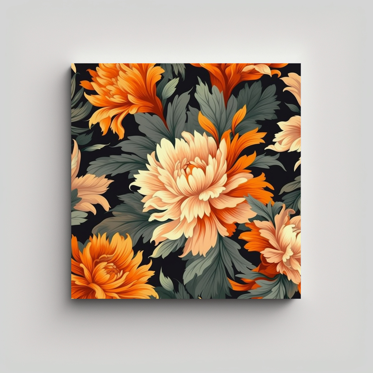 Cuadro Floral En Bastidor: Impacto Visual Y Patrón Lienzo Tela - Decocuadros