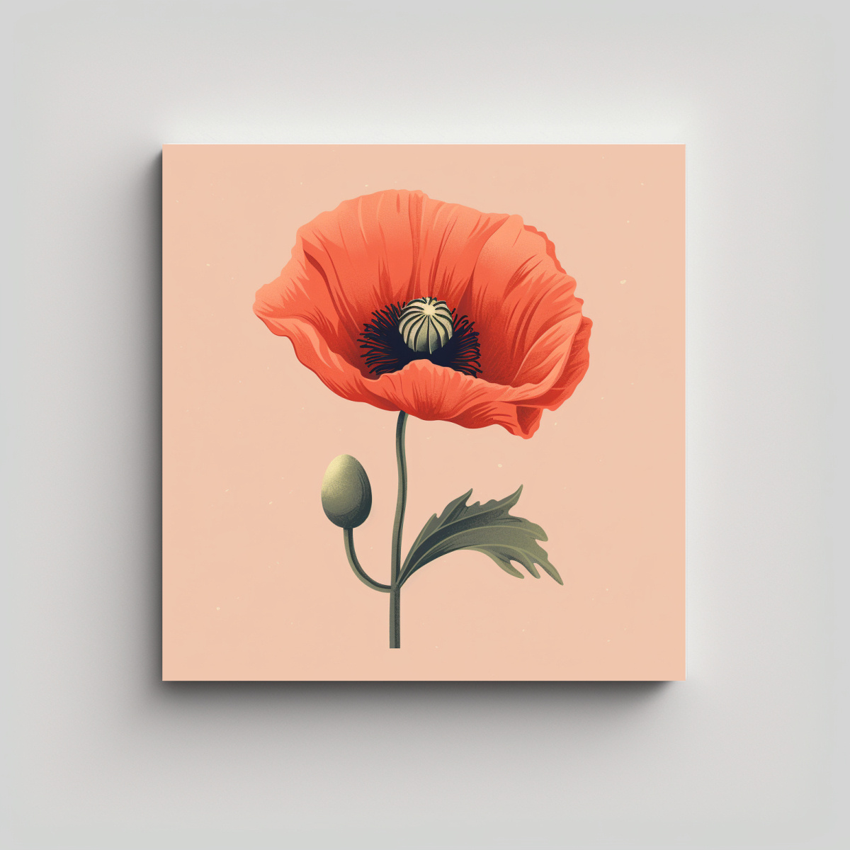 Cuadro Realista De Amapola: Composición Hermosa Y Calma - Decocuadros