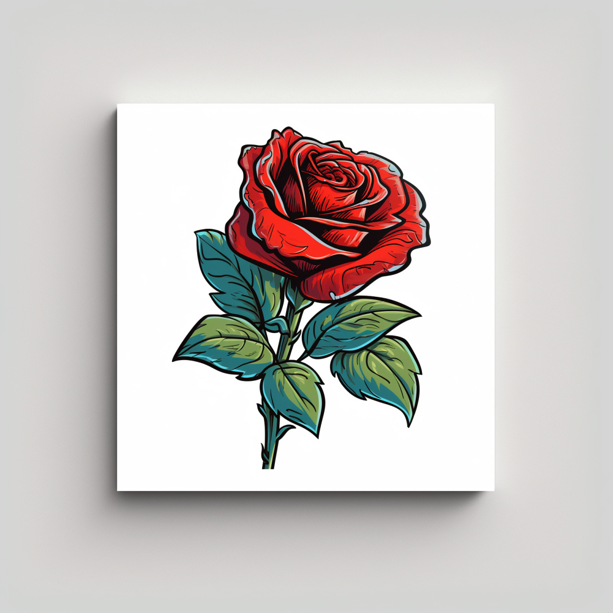 Cuadro Simple De Rosa Roja En Cuadro De Imagen Estrellados - DecoCuadros