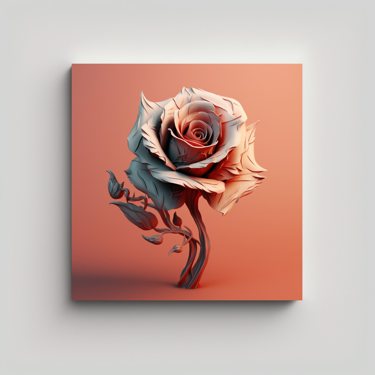 Cuadro Tridimensional De Rosa Surrealista Moderna Con Diseño Exclusivo ...