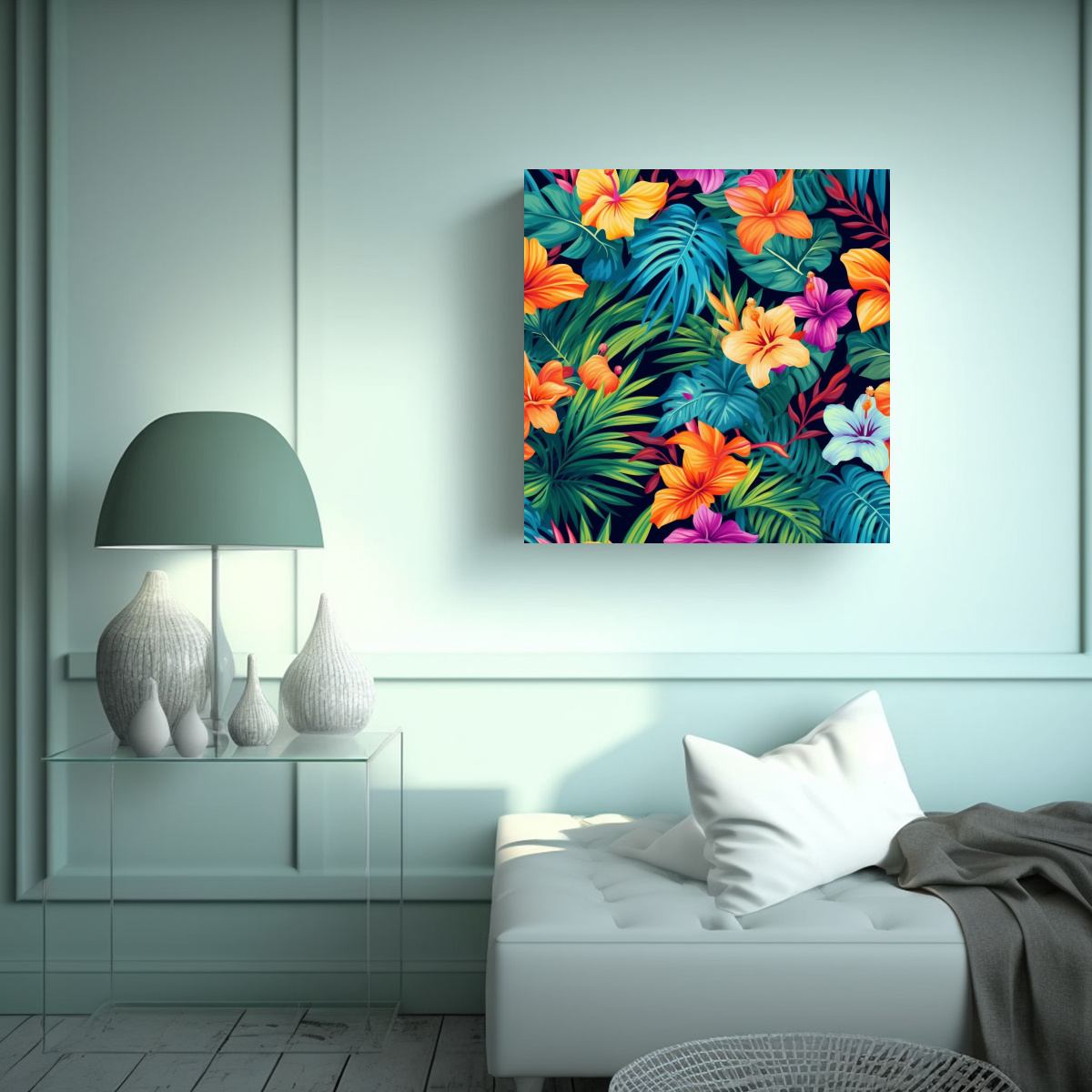 Cuadro Tropical De Flores: Cuadro Animado Para Oficina - Decocuadros