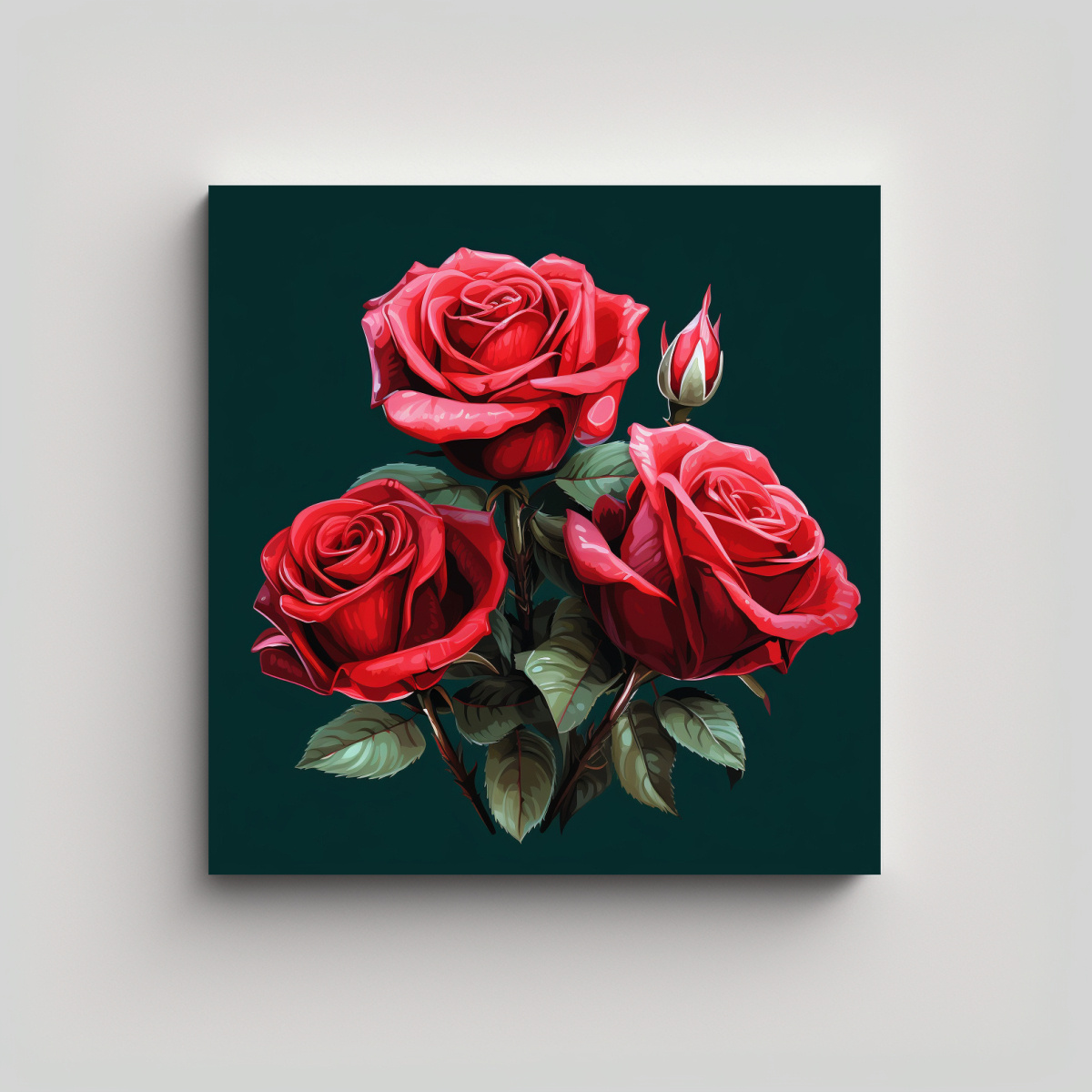 Cuadro Lienzo Tela 3D De Rosas Rojas Multicolor - DecoCuadros