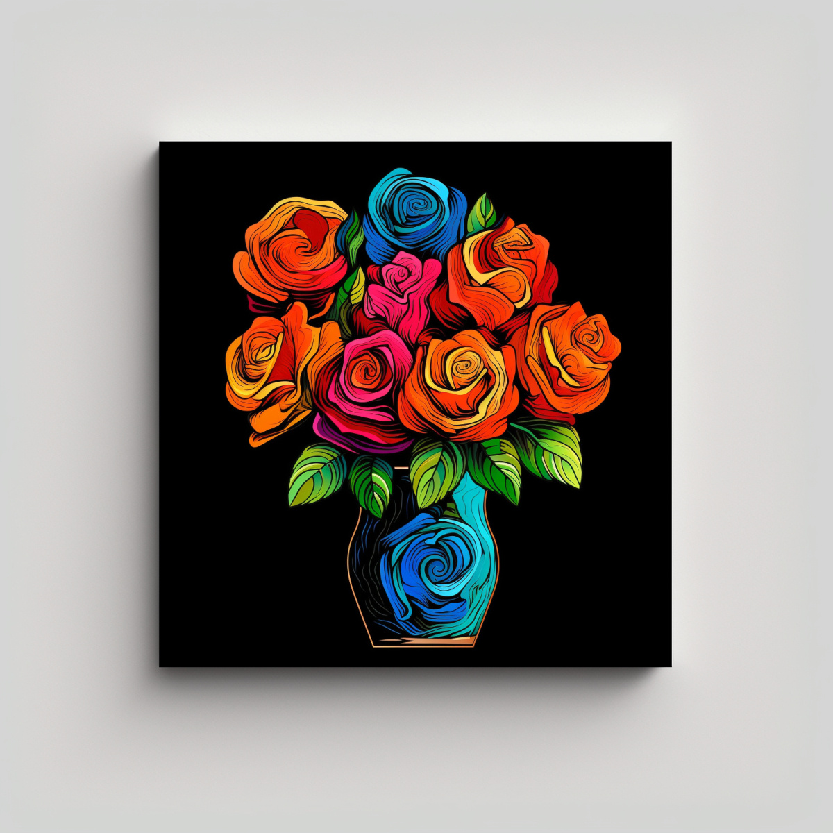 Cuadro Viva De Rosas En Jarrón | Fotografía Tela Bastidor - Decocuadros