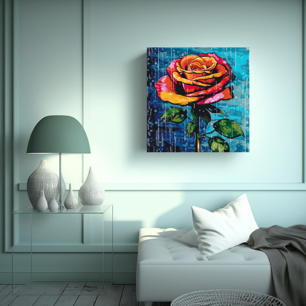 Cuadro De Rosa En La Lluvia - Arte Pop Para Decorar Cuartos - Decocuadros