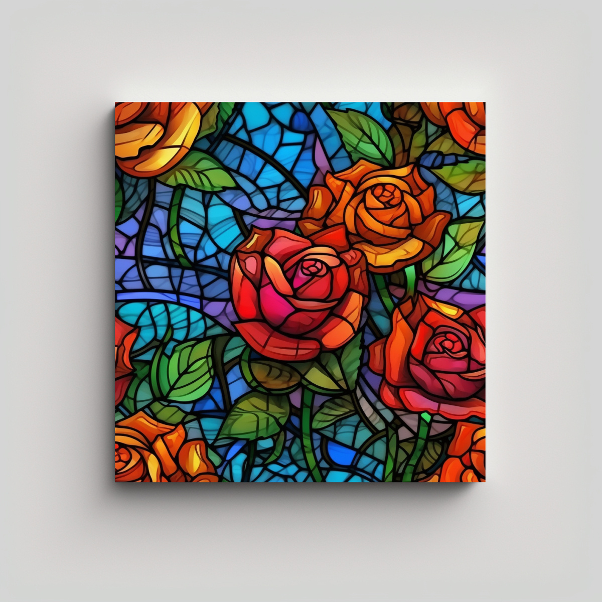 Decora Tu Hogar Con Cuadros De Rosas Al Estilo Vidriera Colorida - Decocuadros
