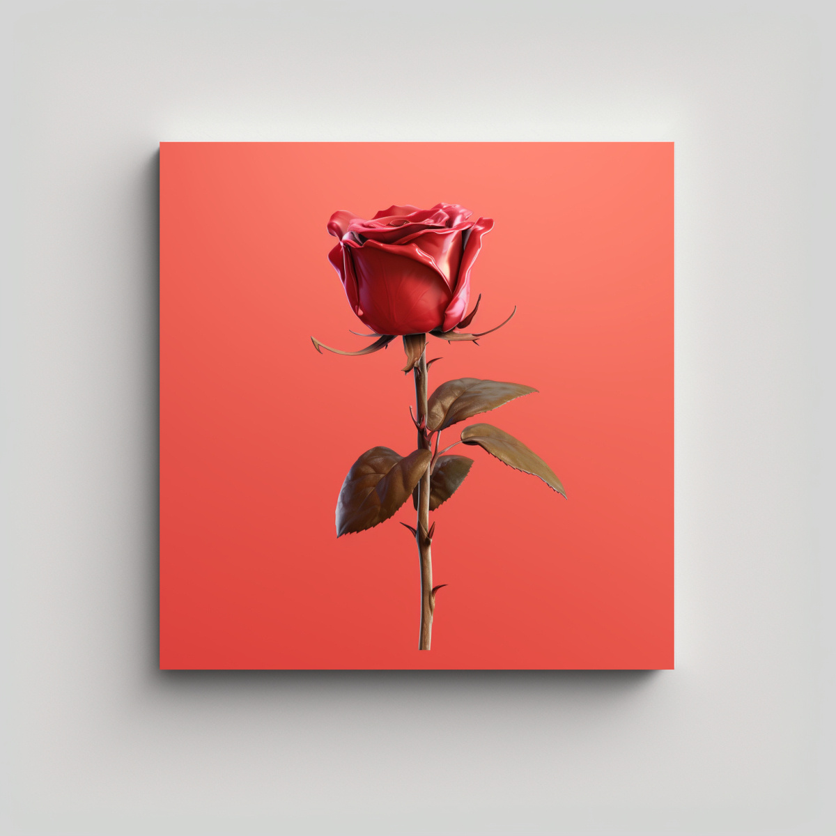 Cuadro De Rosa Realista Con Espinas - Arte Moderno Original - Decocuadros