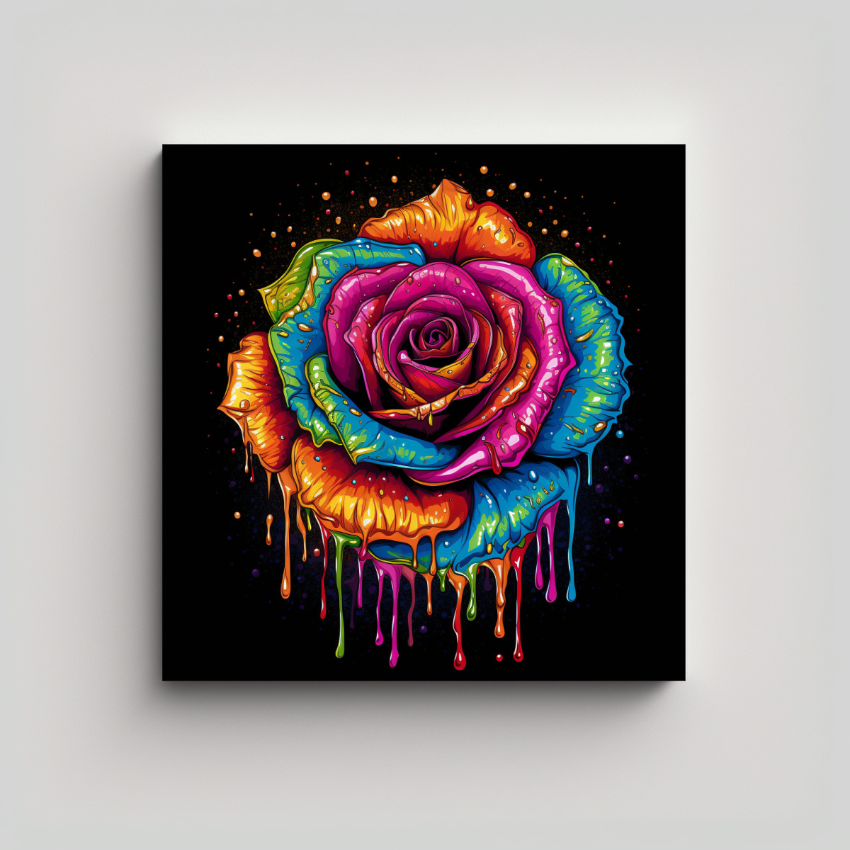 Cuadro Decorativo 'Intenso Poder Colores Arcoiris Rosa Goteo Pintura' - Decocuadros