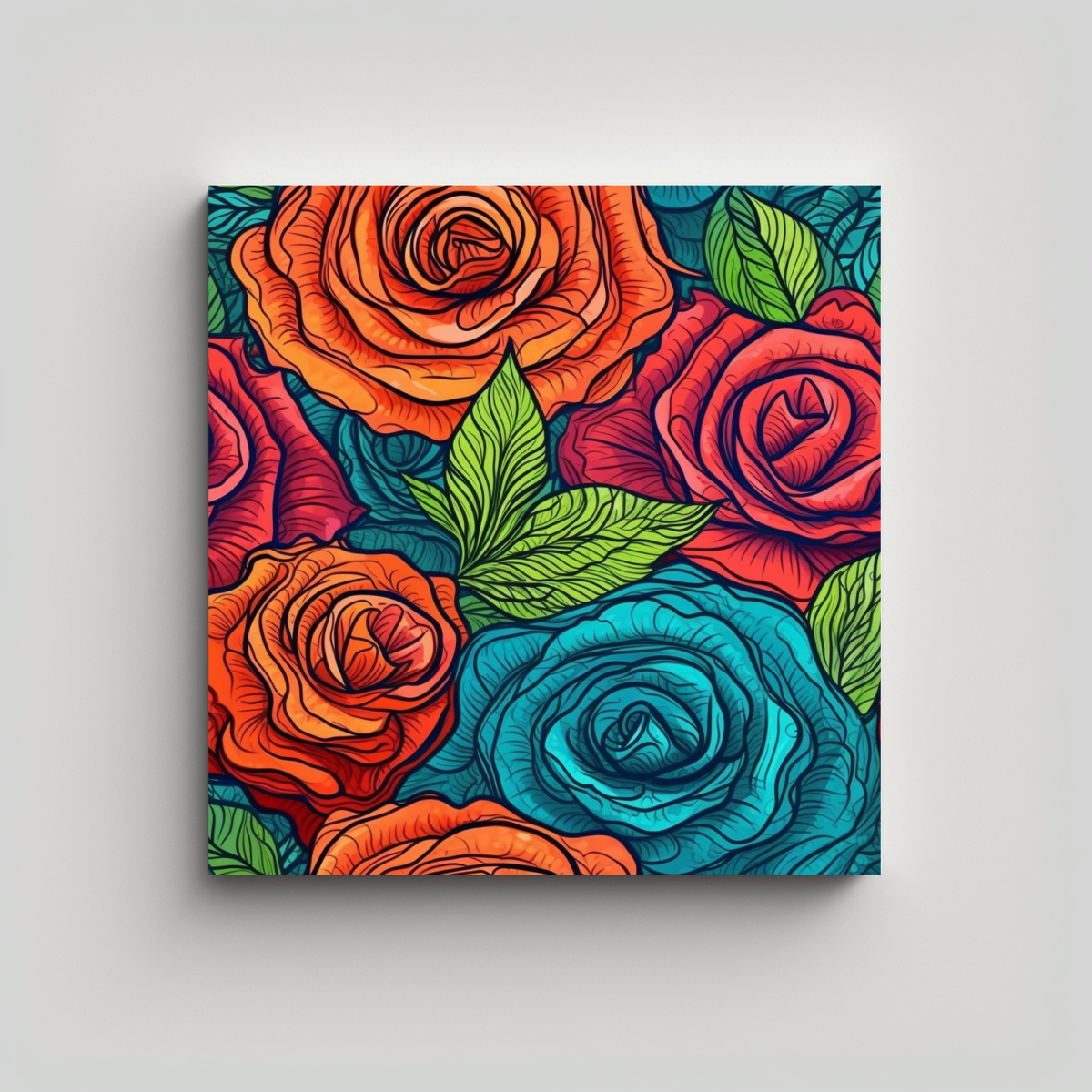 Bello Cuadro Mágico De Flores Exóticas Con Tallo Y Hojas - DecoCuadros