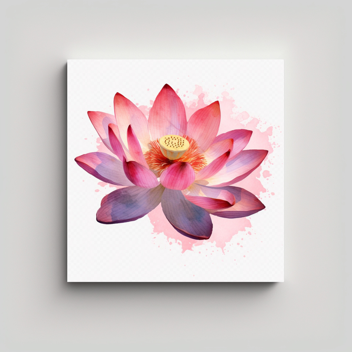 Lienzo Armonía Cromática Con Pincelada Japonesa De Loto Acuático - Cuadros Decorativos - Decocuadros