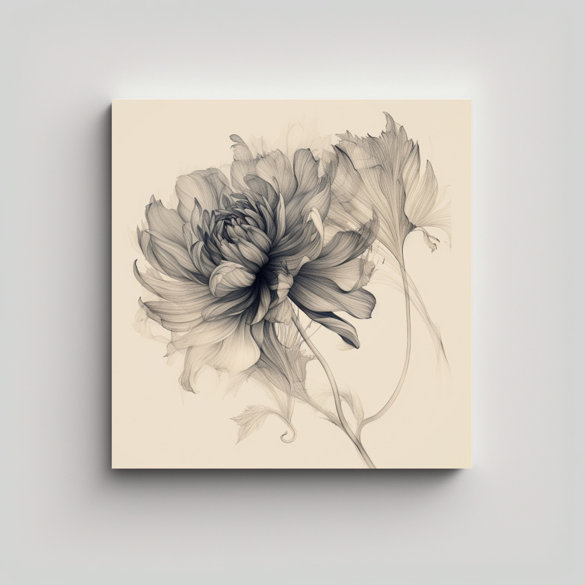 Lienzo Brillante Dibujo De Flores Lineales - Cuadro Decorativo ...