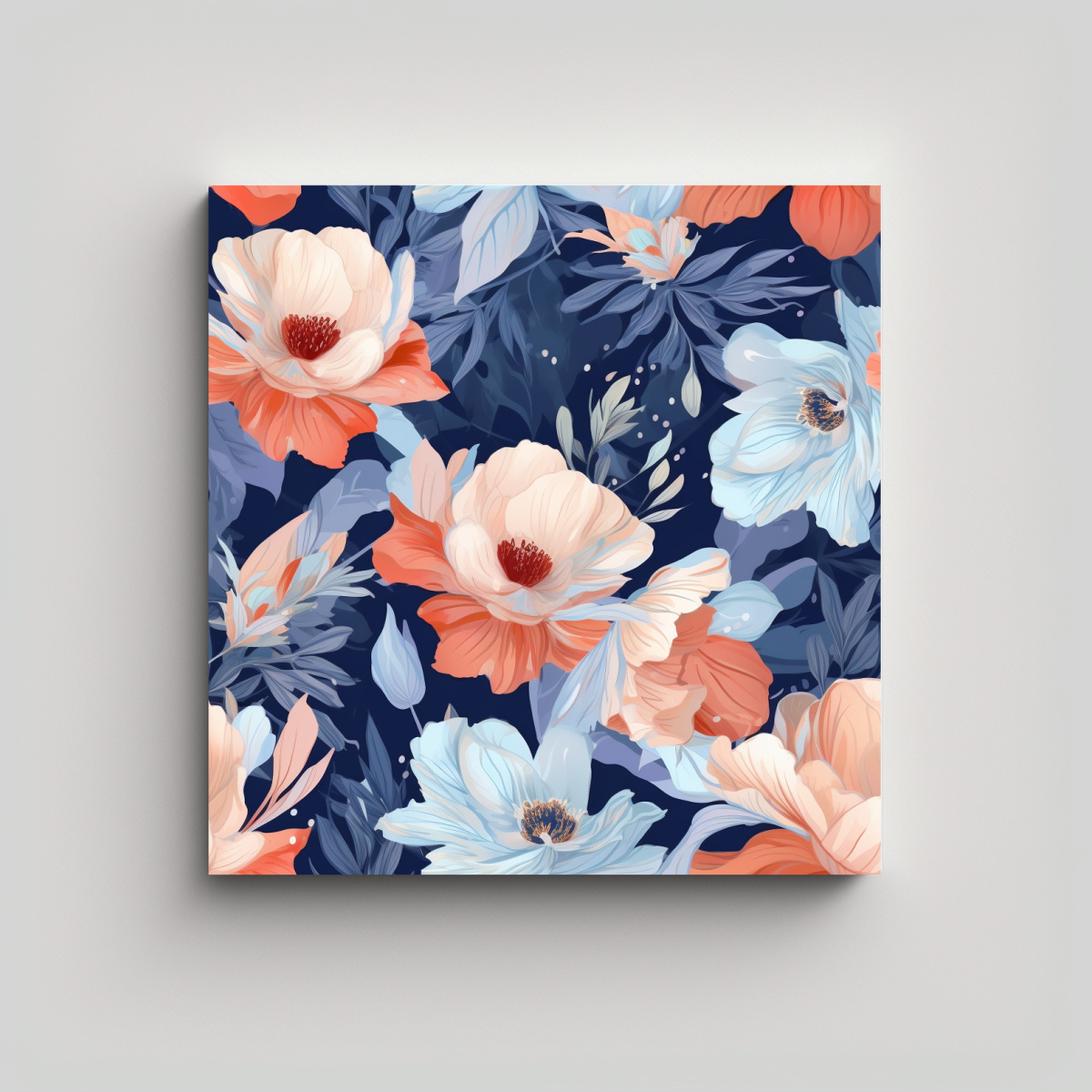 Lienzo De Flores Eteréas: Patrón Continuo, Efecto Visual Único - DecoCuadros